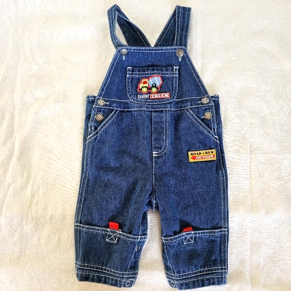 Starting Out | One Pieces | Baby Denim Bib Overalls Construction Theme ...